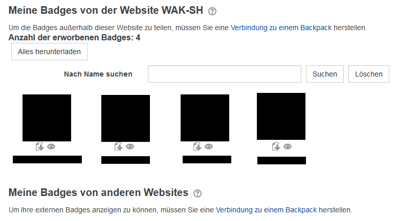 Einstellungen: Badges verwalten | WAK-SH